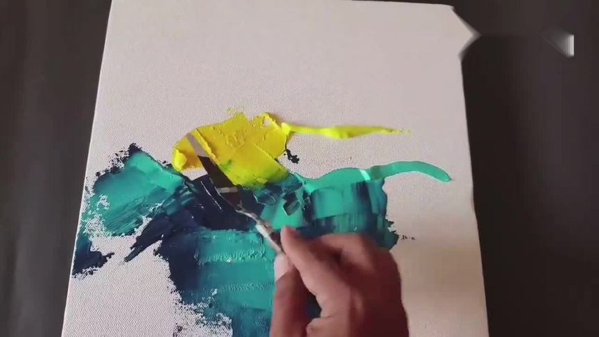 简单抽象画|刮刀技法;强烈建议各位试试