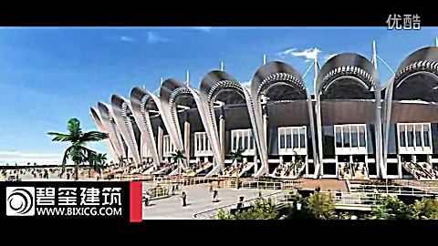 102-广西效果图 碧玺建筑动画-广西体育馆建筑动画