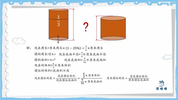 茂喵喵课堂系列:六年级数学必考题型一百道076-圆柱周长体积关系