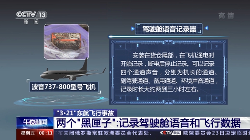 [午夜新闻]“3·21”东航飞行事故 两个“黑匣子”:记录驾驶舱语音和...