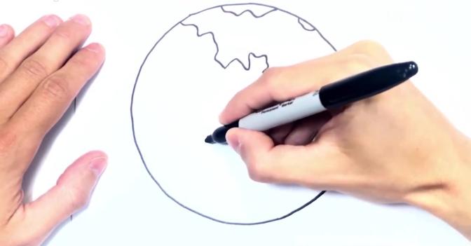 儿童简笔画;如何绘制世界地图或地球