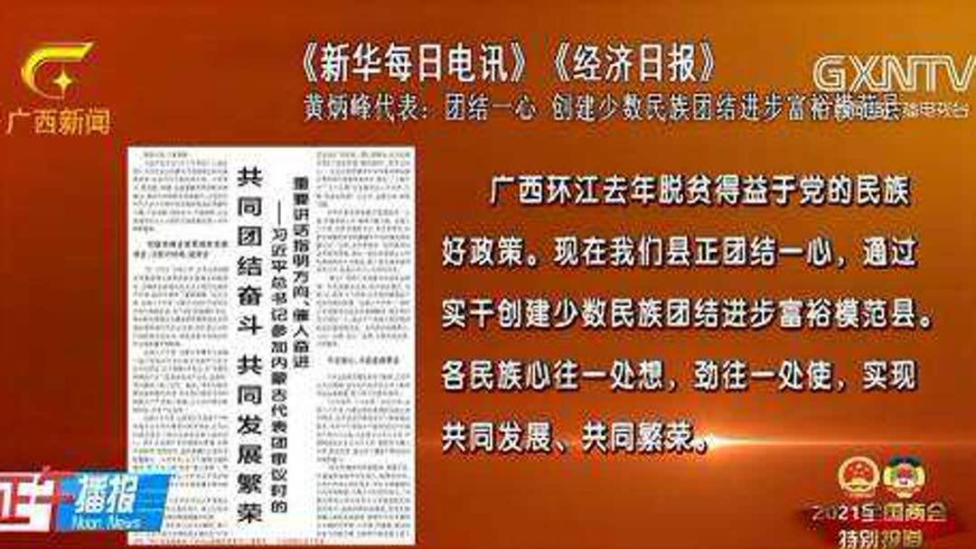 黄炳峰代表:团结一心 创建少数民族团结进步富裕模范县