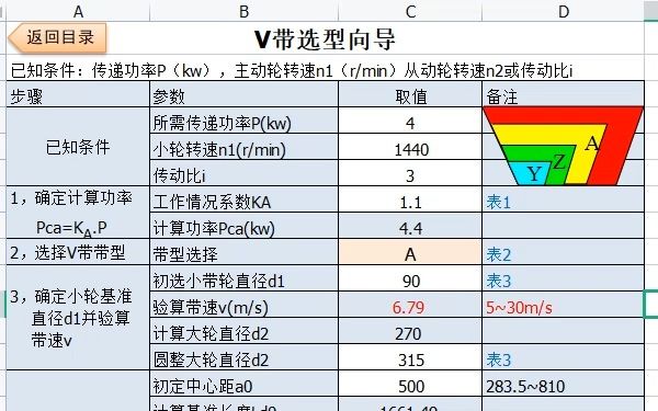 带传动选型计算Excel