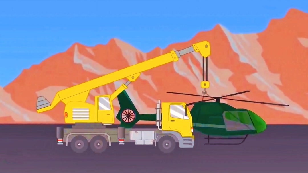 工程车变形益智动画 吊车救护车修理直升机