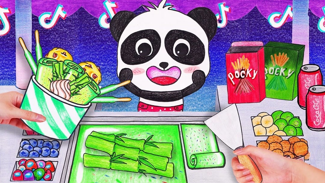 定格动画:给熊猫宝宝制作各种各样美味的冰淇淋