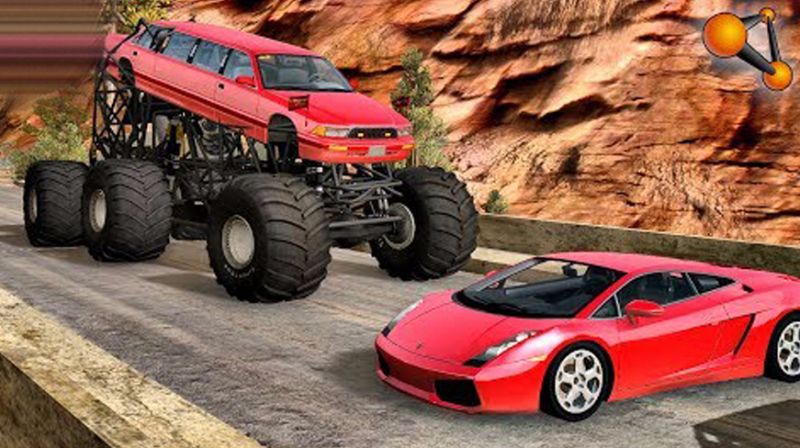 大轮越野车碾压特辑 最喜欢这种粉碎场景 拟真车祸模拟