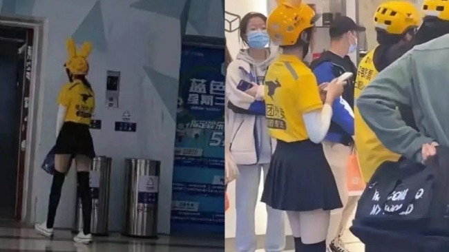 外卖媛来了?疑似有网红穿外卖服当街热舞炒作