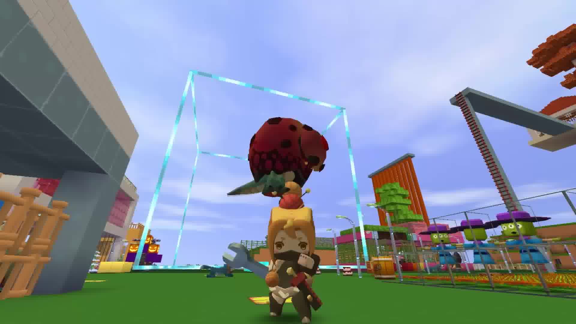 迷你世界215:小燕子表演绝活,头顶爆爆蛋,扳手可以砍树