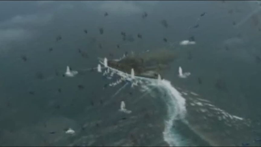 二战震撼海战大片,日本大和号战舰,被美军300多架战机击沉