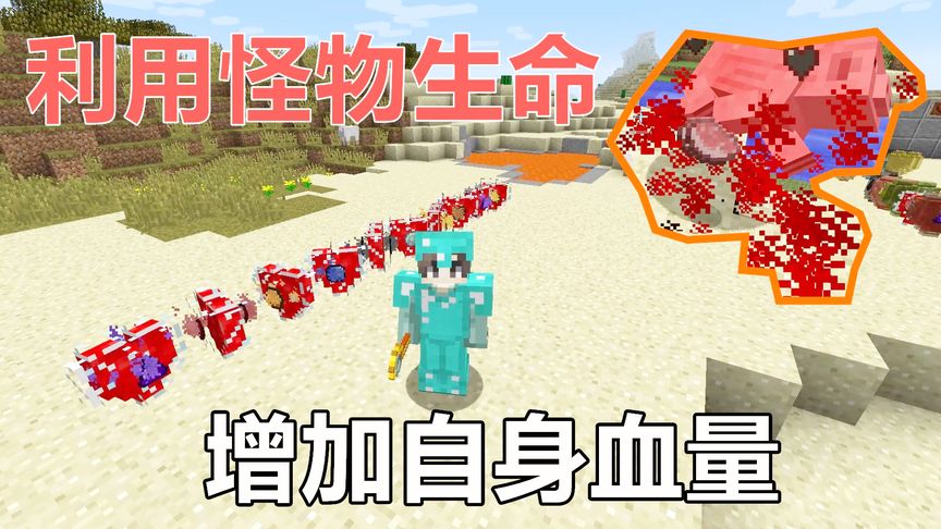 我的世界模组:吸收猪猪的生命力,注入容器提高了自身的血量!
