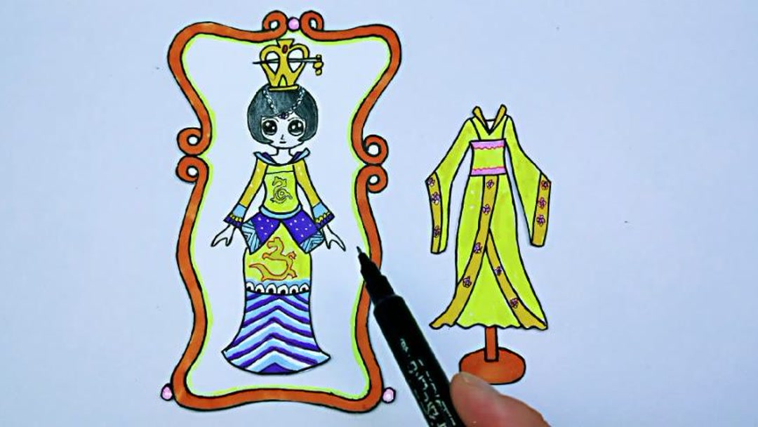 叶罗丽女王换装秀简笔画视频,换上古装衣变得善良可爱