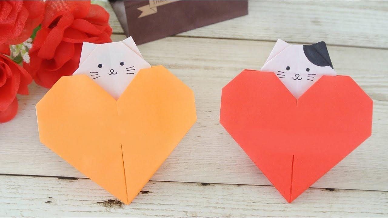 简单又可爱的折纸爱心小猫,母亲节送给妈妈正合适!