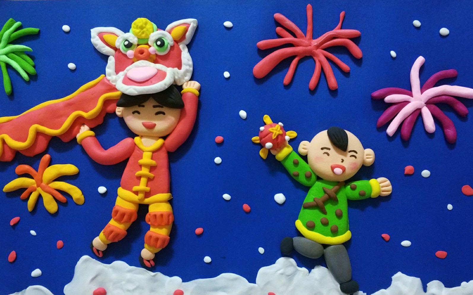 [超轻黏土]《舞狮贺岁》文轩美术 吴老师