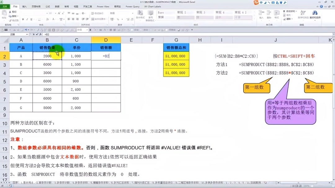 33 万能函数:SUMPRODUCT函数-基本用法