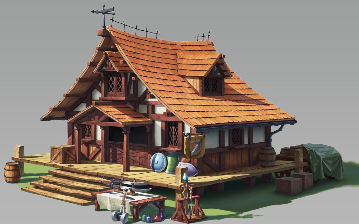 【3Dmax建模】卡通场景模型制作,0基础建模案例讲解