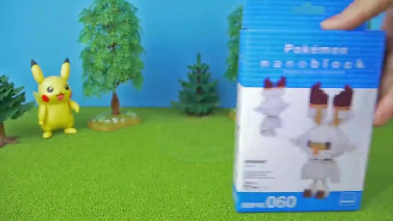 宝可梦玩具,微型拼装积木第八世代御三家,还有小霞的可达鸭