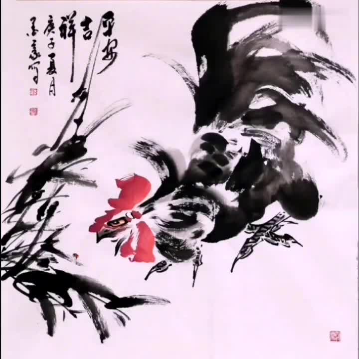 墨豪画鸡 五一节快乐 谁说国画不抖 国画教程