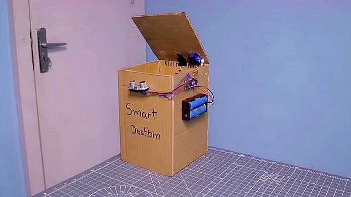 牛人用纸板制作一个智能垃圾桶,启动那一刻,我就彻底...