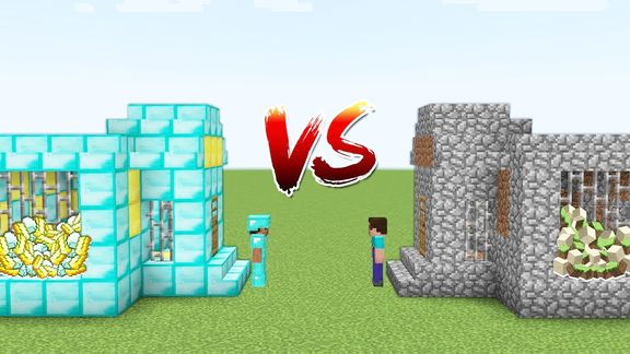 我的世界动画:新手仓库vs专业仓库在水上采矿战中的对比