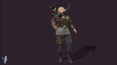 3dmaxFBX模型-中世记射箭女士兵有多动作绑定
