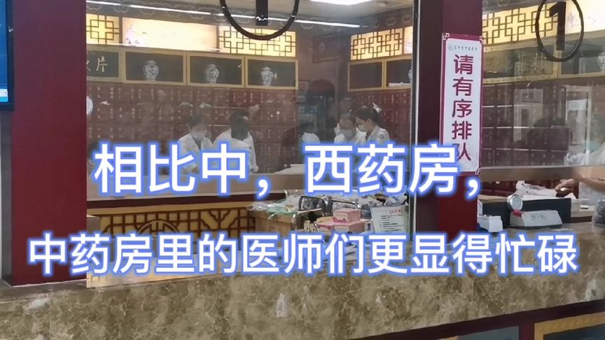 相比中,西药房,中药房里的医师们更显忙碌。