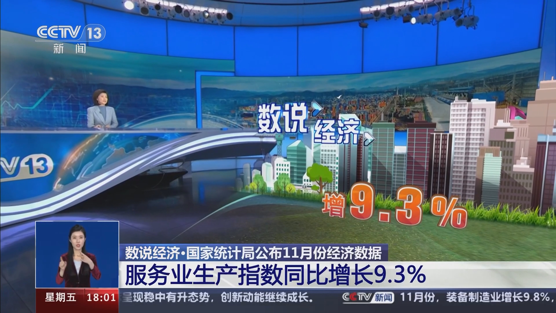 [共同关注]数说经济·国家统计局公布11月份经济数据 服务业生产指数...