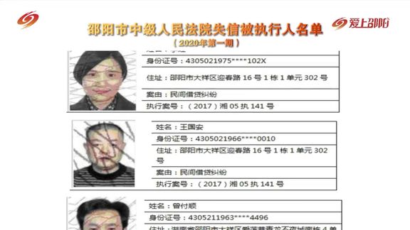 邵阳市中级人民法院失信被执行人名单