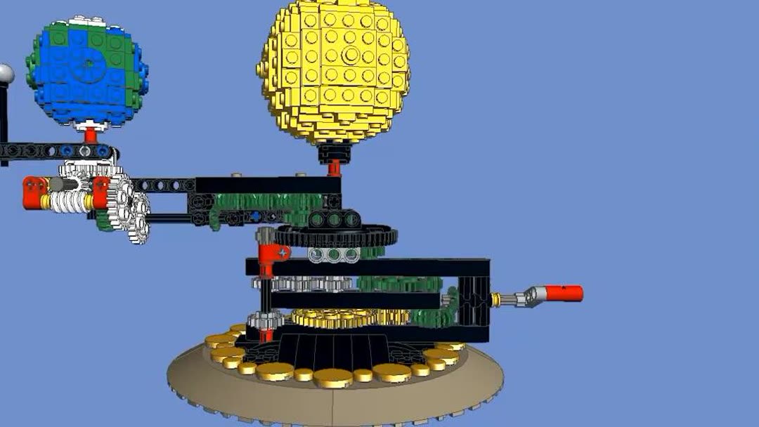 乐高MOC太阳地球月亮体系模型,你看懂结构原理了吗