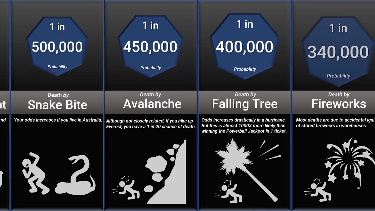 [转载]人类遭受各种死亡的机率比较