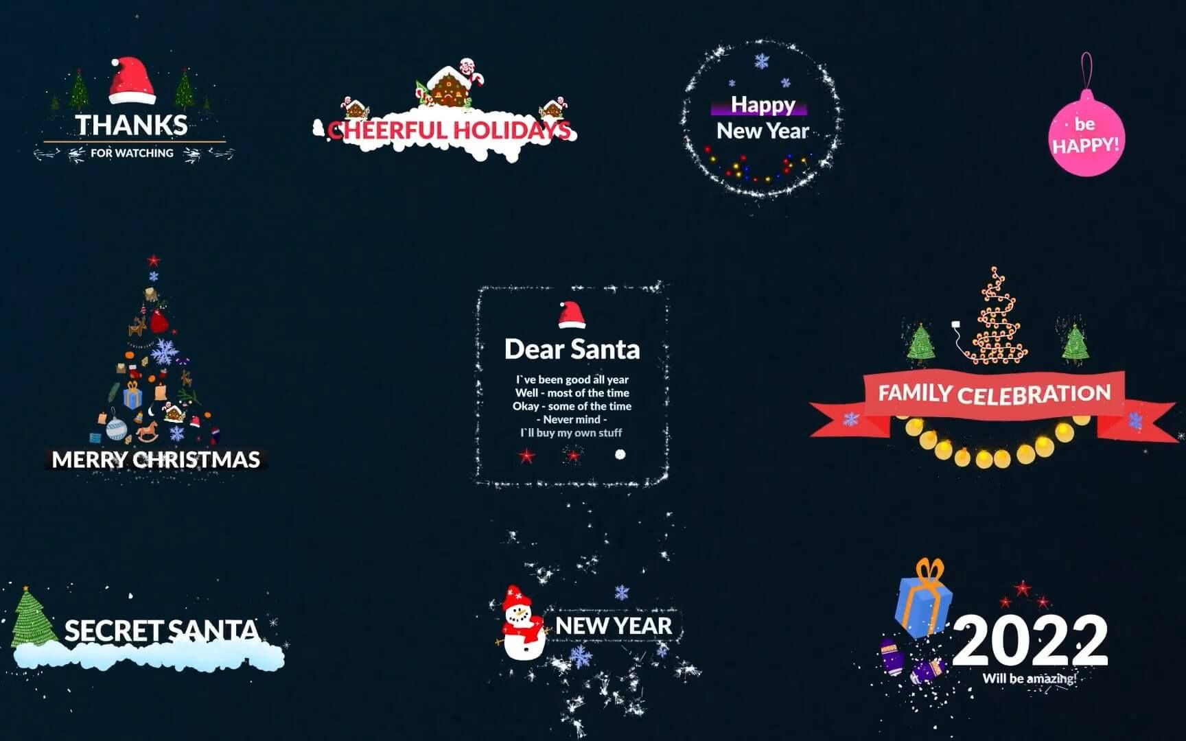 fcpx插件 10组2023年圣诞节新年标题和41组装饰动画元素 支持M1M2