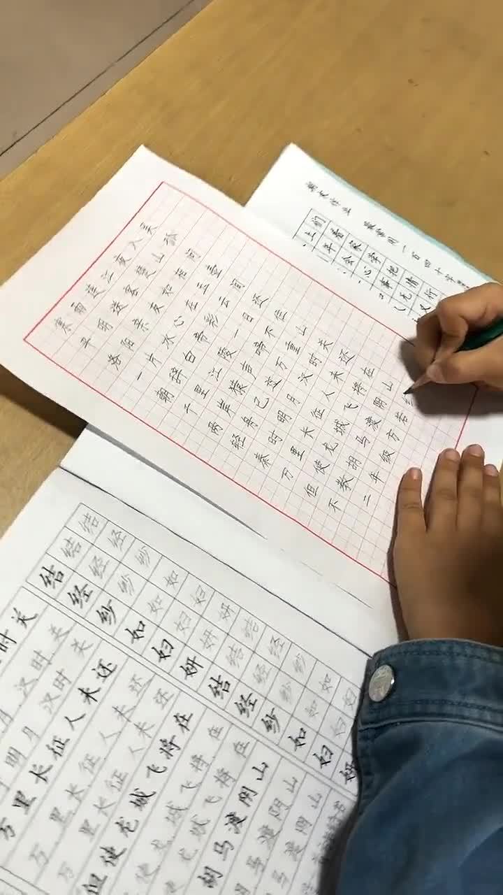 小方同学硬笔书法作业二年级天天练字五联练字