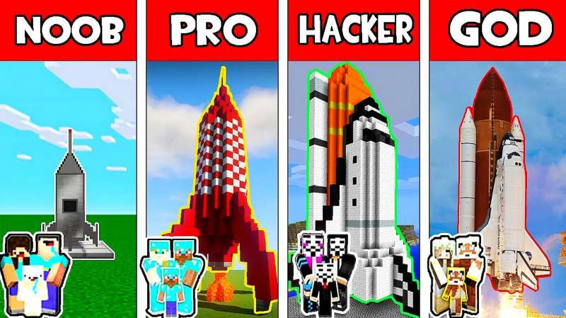 我的世界建造动画:家庭的宇宙飞船