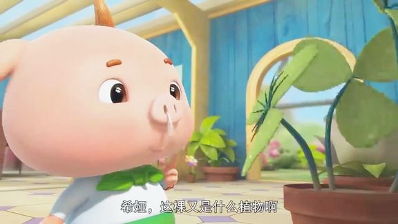 小呆呆发现一棵神奇的植物,可以像风扇一样转动,真有趣