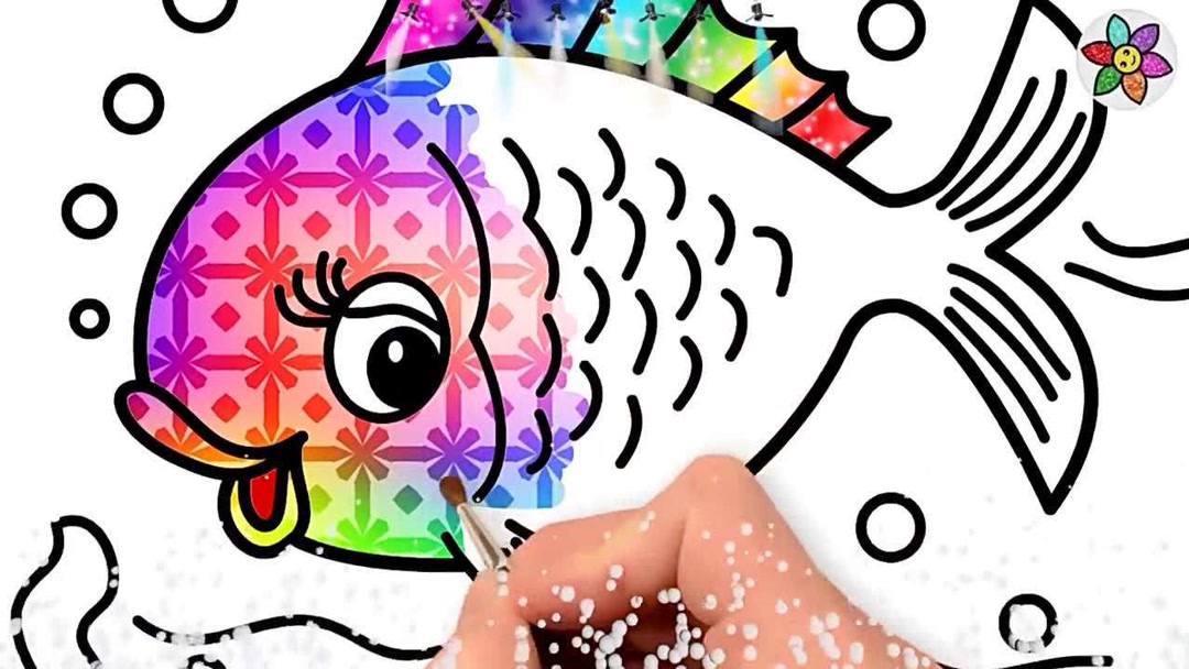 儿童彩绘:画海底的彩色水晶鱼儿童简笔画创意美术课程