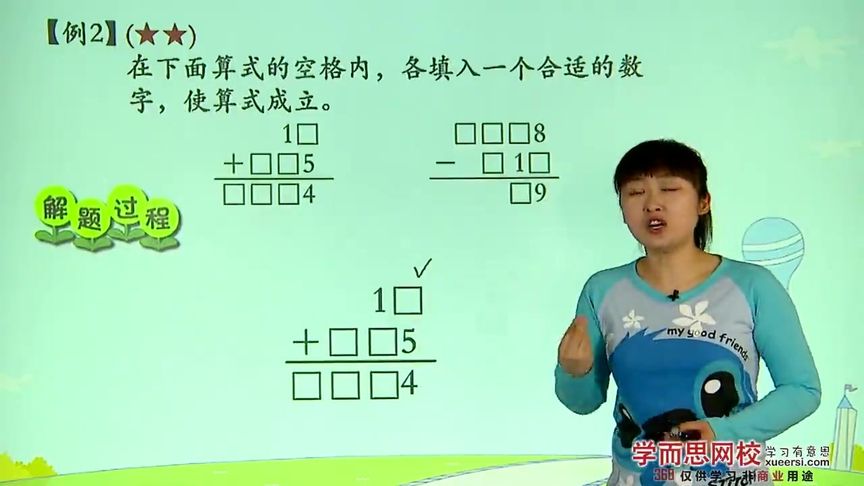 小学奥数三年级(2)数字谜之加减法竖式例2
