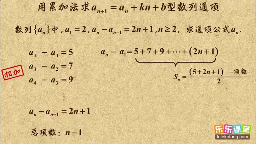 高中数列:累加法求数列的通项公式