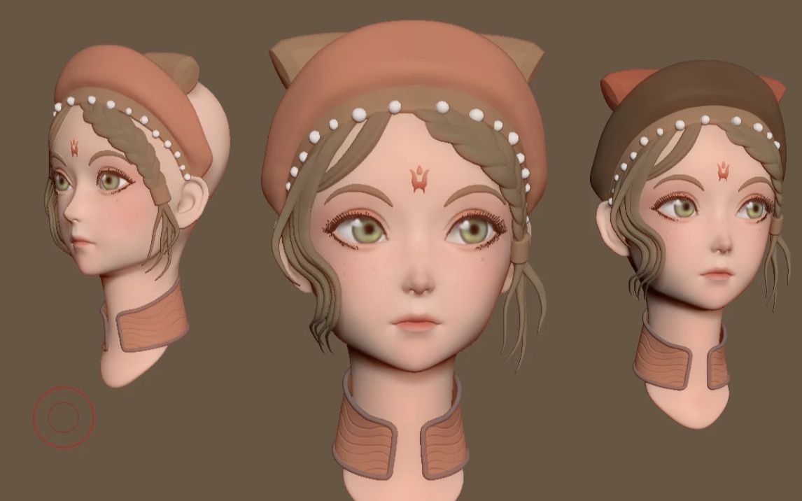 【zbrush角色建模】美型人物高模雕刻教学,教你们制作可爱风格的老婆