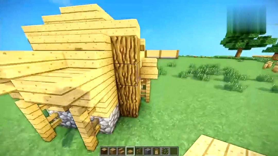 《我的世界》教你建造纯木头制作的生存木屋,简单好看