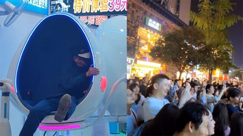 大叔第一次体验VR眼镜,全程表情慌乱不知所措:这是看到啥了?