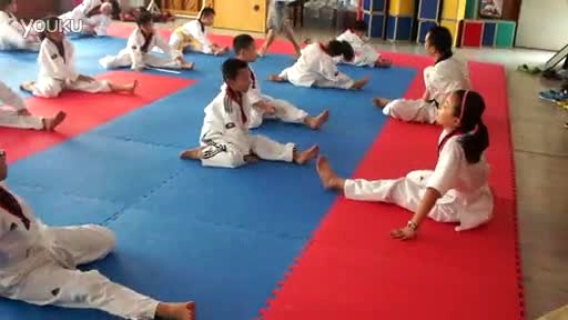 跨栏步压腿训练-12.8.13跆拳道二队