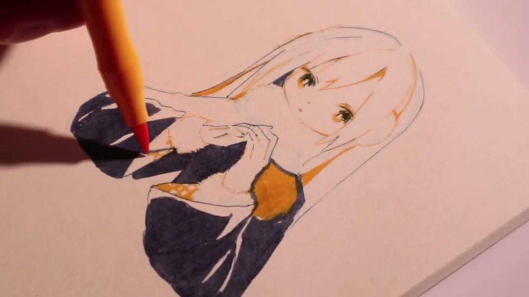 如何用2支马克笔画出好看的动漫少女?