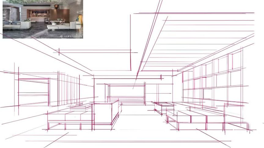 ipad室内手绘 线稿构图练习#ipad室内手绘