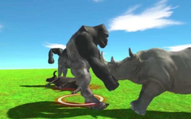 【动物起义战斗模拟器】猩猩三人组vs现代动物