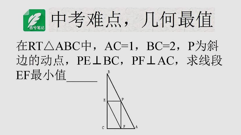 中考数学,几何最值,此题注意线段的转换,多数同学掌握的不好!