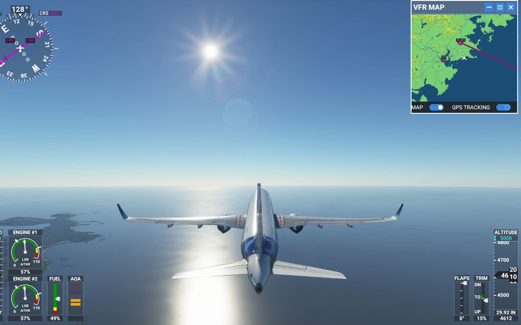 微软模拟飞行 A320利用两岸较近机场飞跃台湾海峡(福建泉州惠安机场...