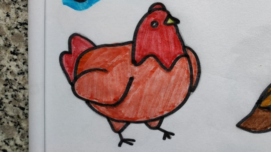 儿童简笔画涂颜色 红色母鸡儿童画画