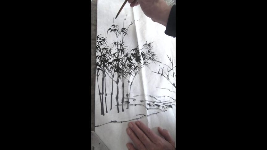 水墨画-墨竹画法