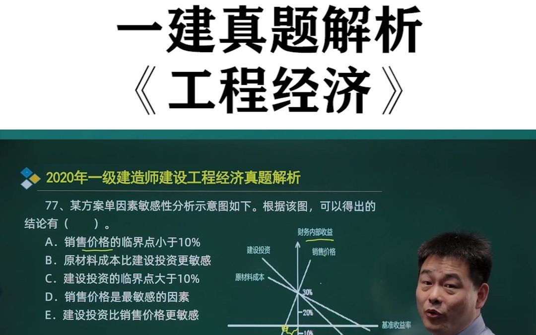 一建经济真题多选:单因素敏感性分析