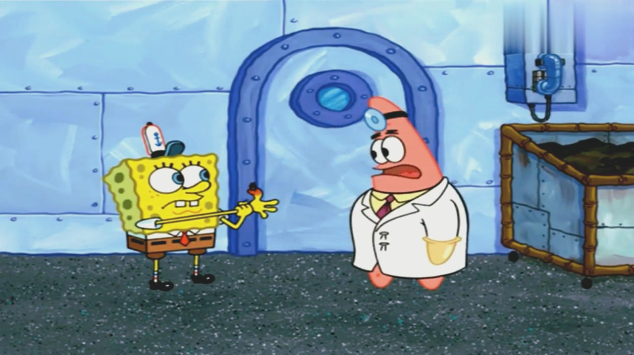 海绵宝宝:海绵宝宝的手受伤了,派大星把他的伤口弄得更严重了