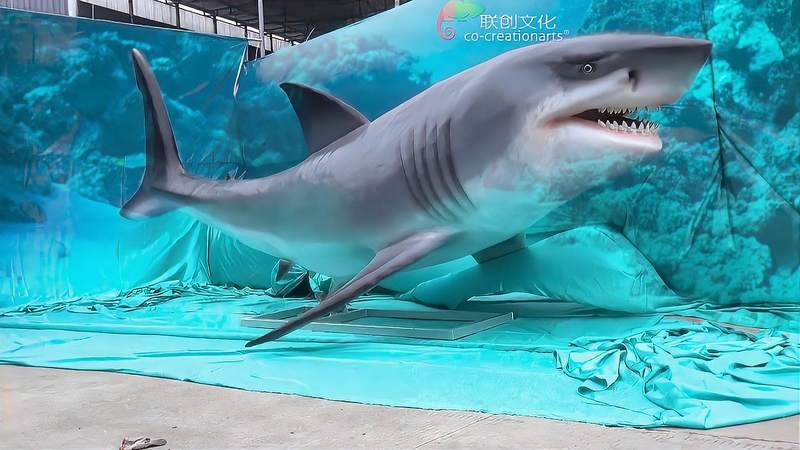 海洋博物馆订制的户外仿真鲨鱼鲨鱼模型动态雕塑
